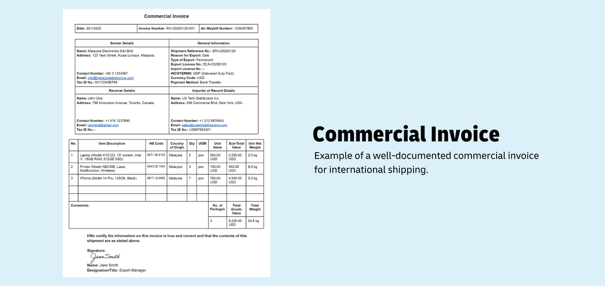 How to Prepare a Commercial Invoice for Global Shipments | DHL US