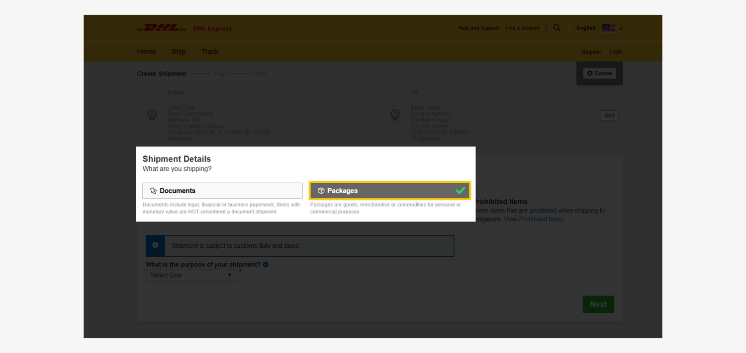 How to Create an Export Shipment for Drop-Off