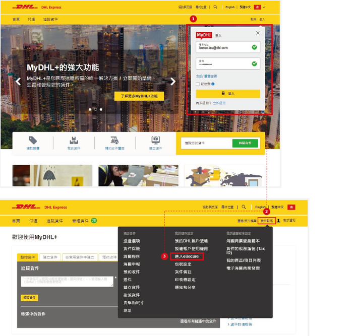 eSecure：操作指南 | DHL Express 香港