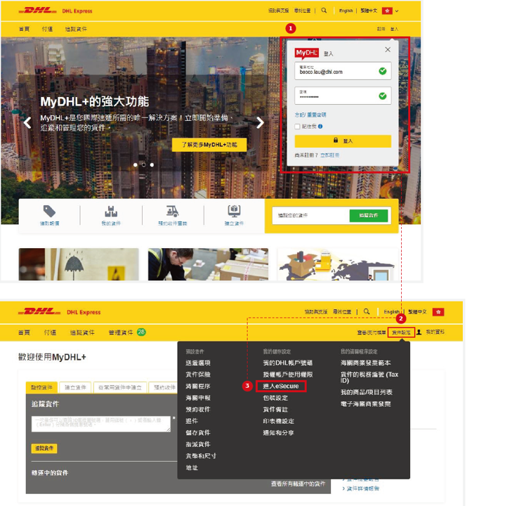 eSecure：操作指南 | DHL Express 香港