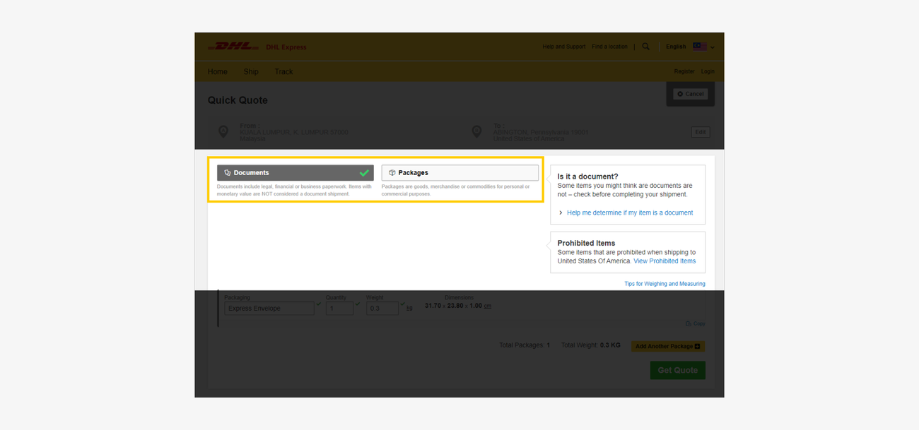 Guide to Get a DHL International Shipping Rate | DHL Malaysia