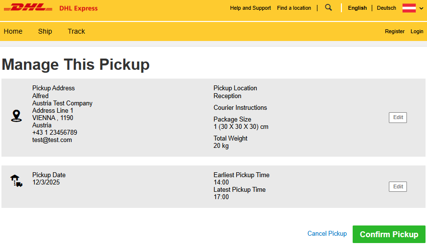 Create an Import Shipment - Switch | DHL UK